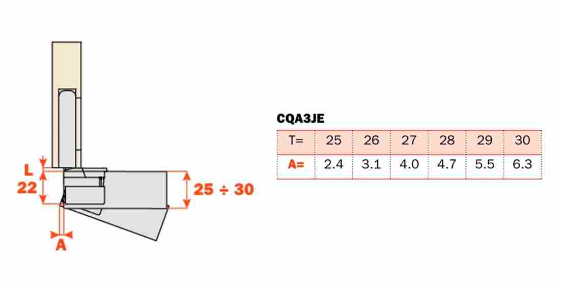 Salice Conecta Concealed Hinge Titanium Finish with Black Screw Cap Cover