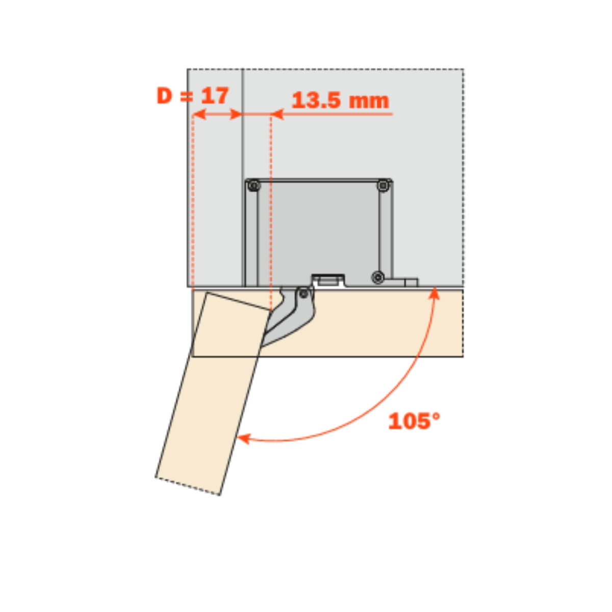 SALICE Air Series Concealed 105° Opening Hinge Titanium Finish